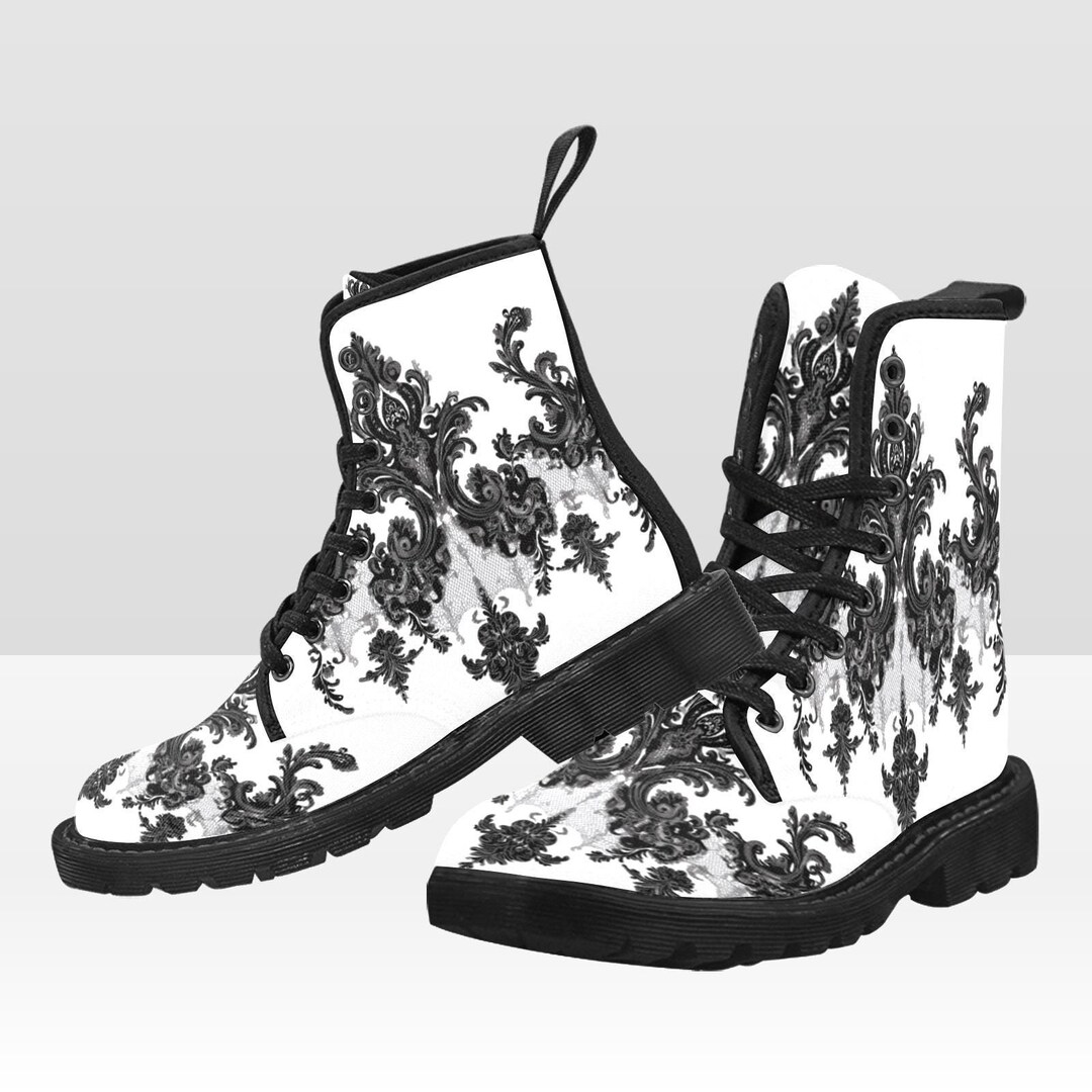 White Combat Boots Whimsigoth Boots Bridal Gothic Lace Grunge Boots ...