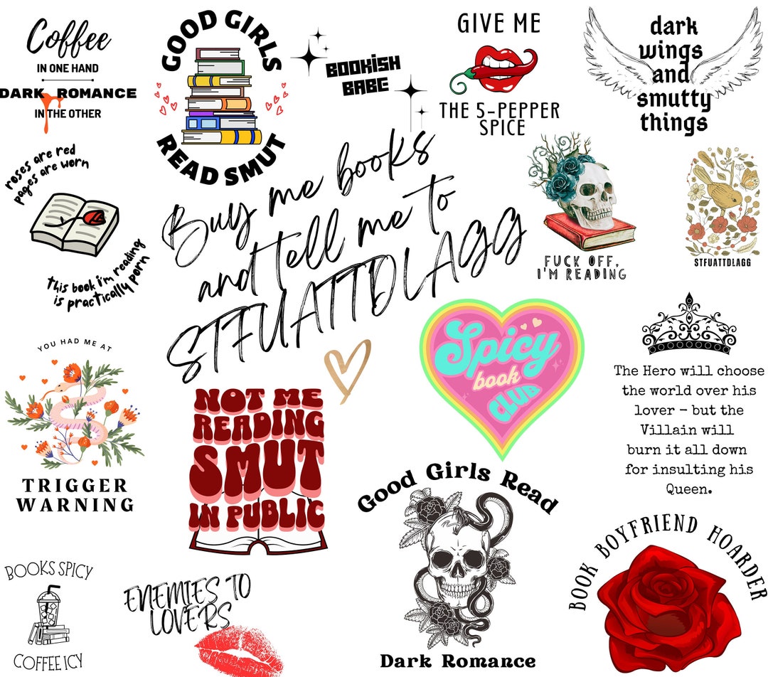 Spicy Book Club Smut Stickers Collage: Tumbler Wrap, Printable PNG ...