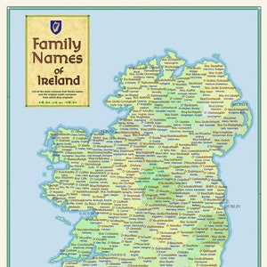 Family Names of Ireland Map, Irish Clan Names, Genealogy Map of Ireland ...