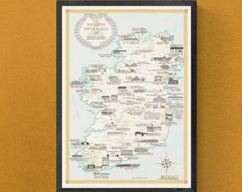 Ireland Distilleries Map - Etsy