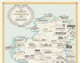 Ireland Distilleries Map - Etsy