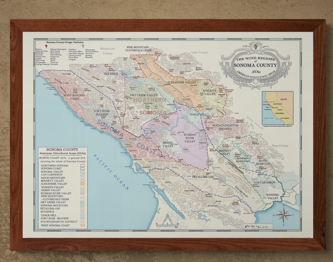 Sonoma County Wine Map, California, Wine Country Map - Etsy