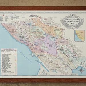 Sonoma County Wine Map, California Wine Country Art Print - Etsy