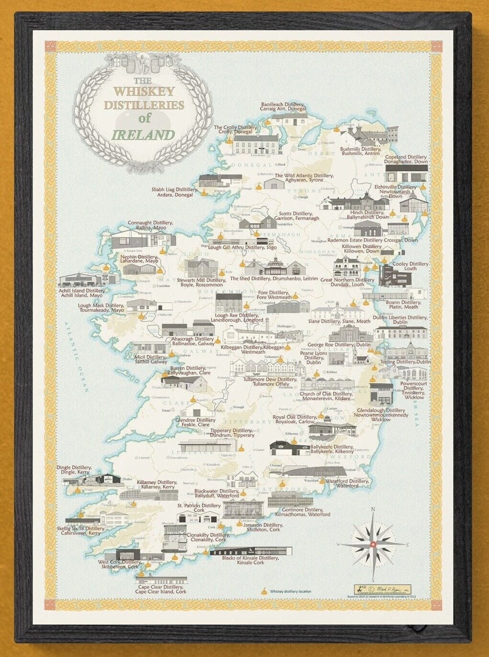 Whiskey Distilleries of Ireland Map, Illustrated Print - Etsy