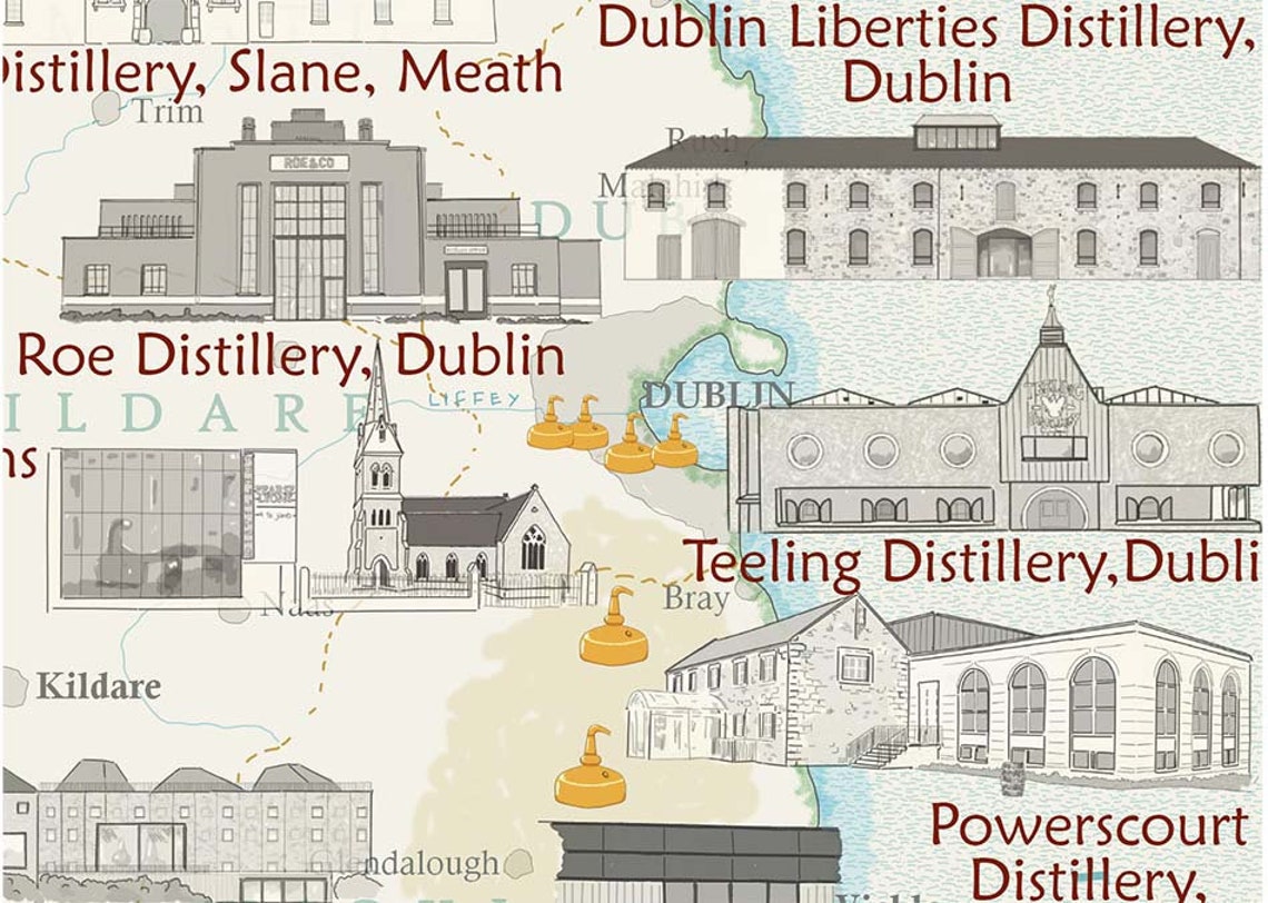 Whiskey Map of Ireland Irish Whiskey Distilleries. Whisky | Etsy