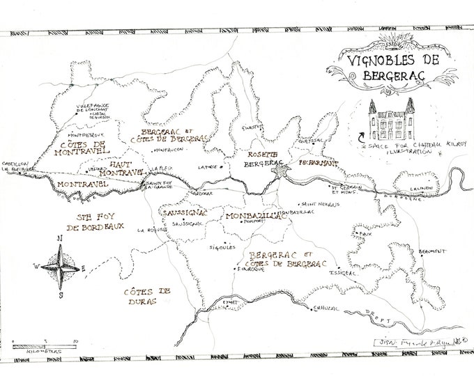 Bergerac Wine Map - Etsy