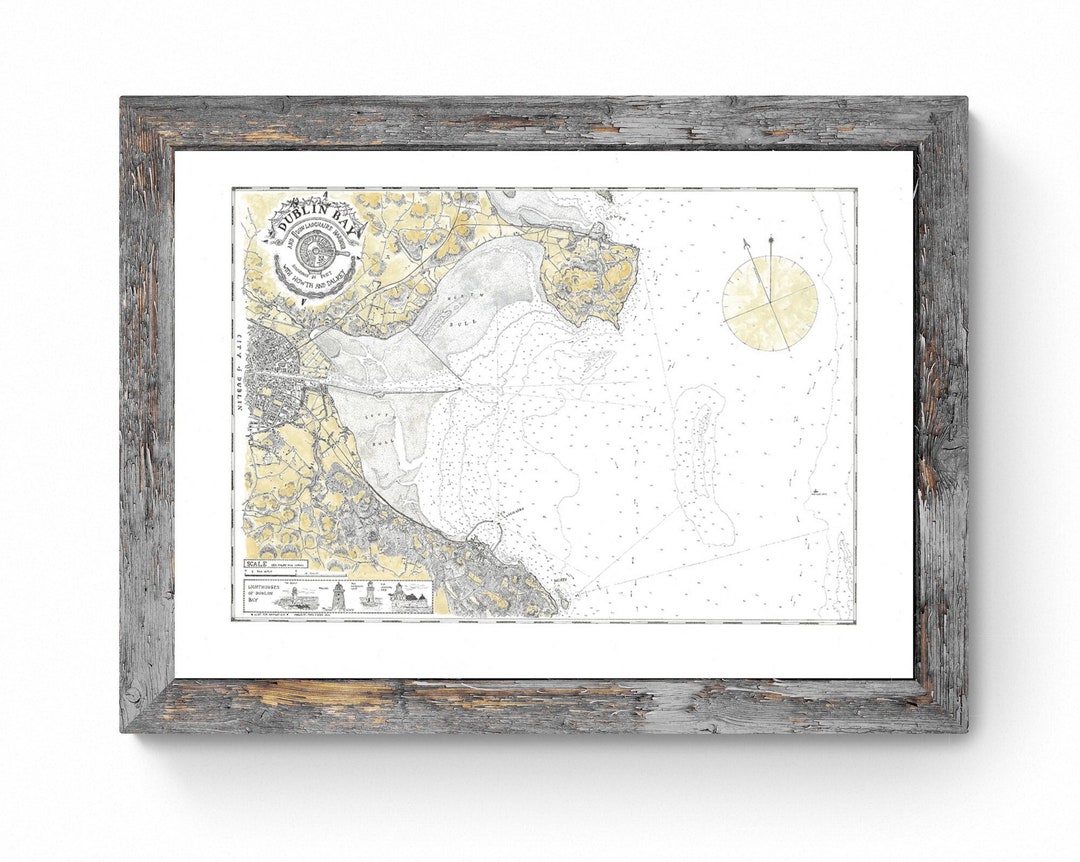 Dublin Bay Nautical Map, an Antique Style Irish Sea Chart, - Etsy