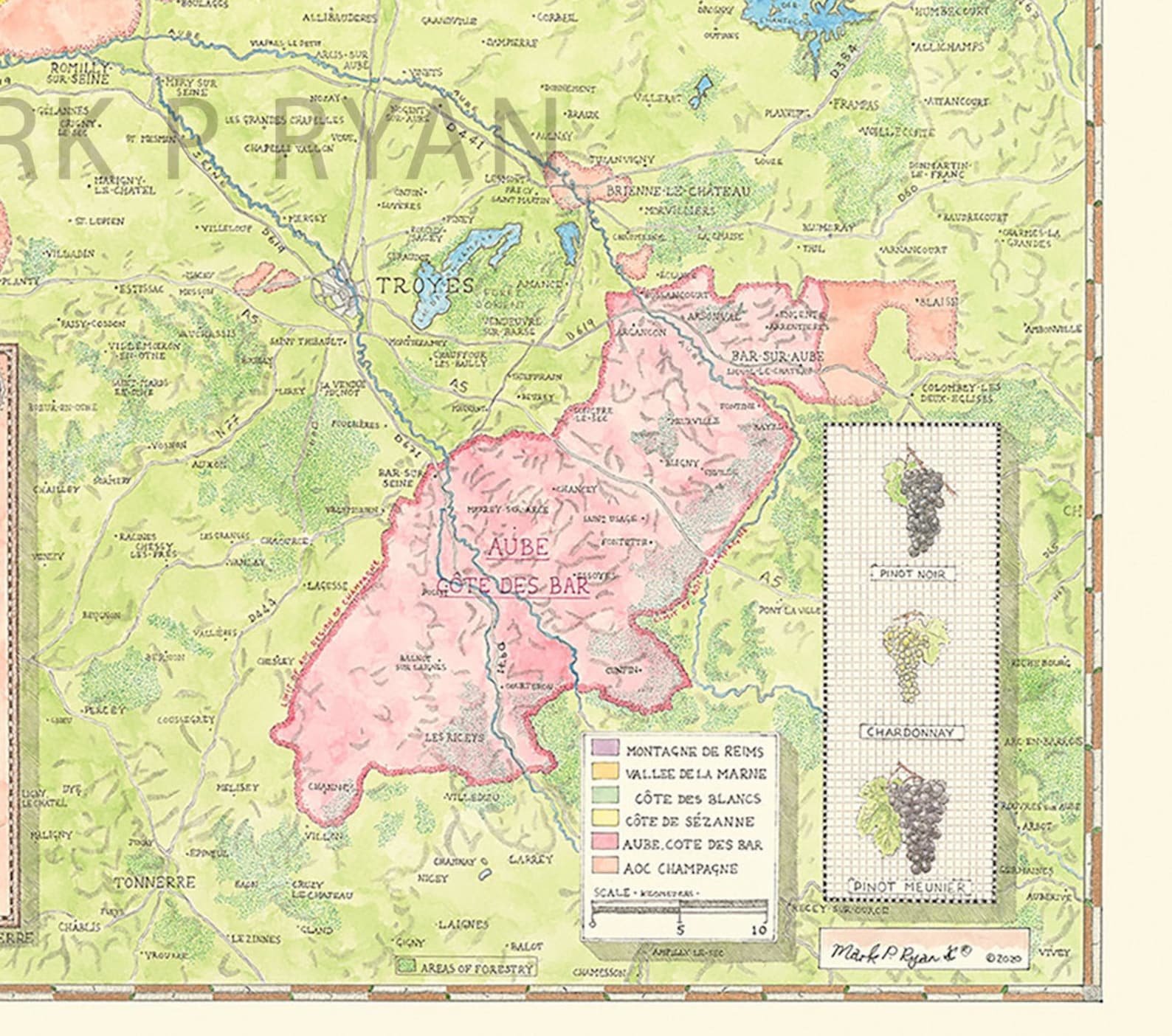 Champagne Wine Map Wines of Champagne Map Champagne Region - Etsy UK