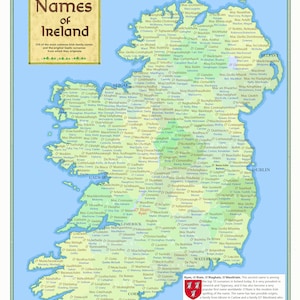 Family Names of Ireland Map, Irish Clan Names, Genealogy Map of Ireland ...