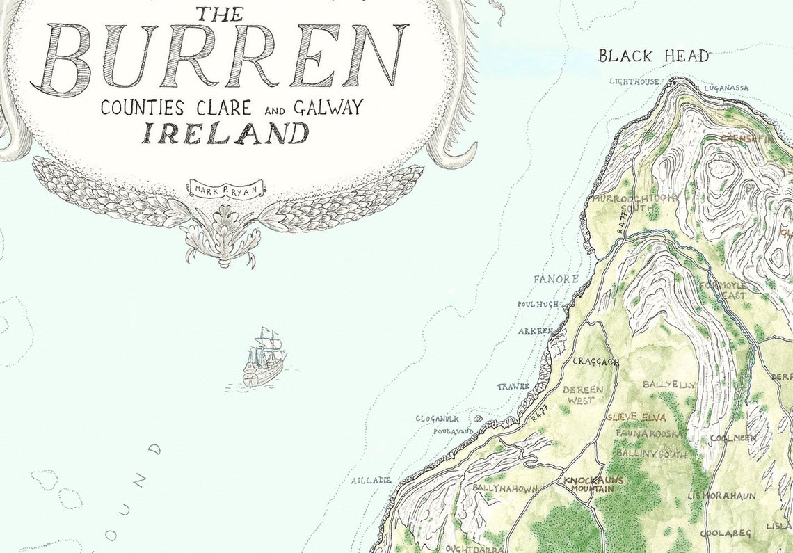 The Burren Map of the Burren County Clare Map. - Etsy