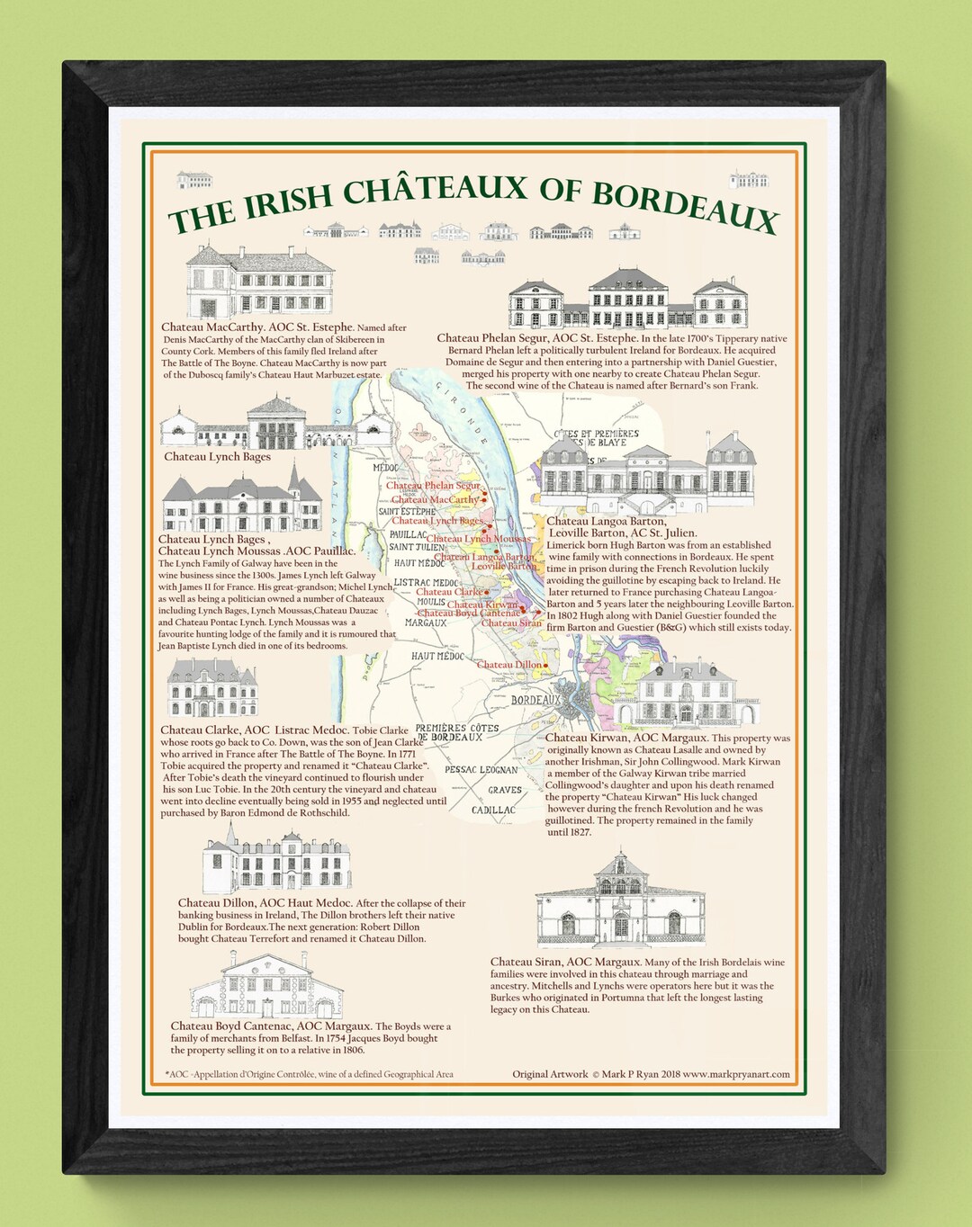 Irish Chateaux of Bordeaux A3 Poster - Etsy