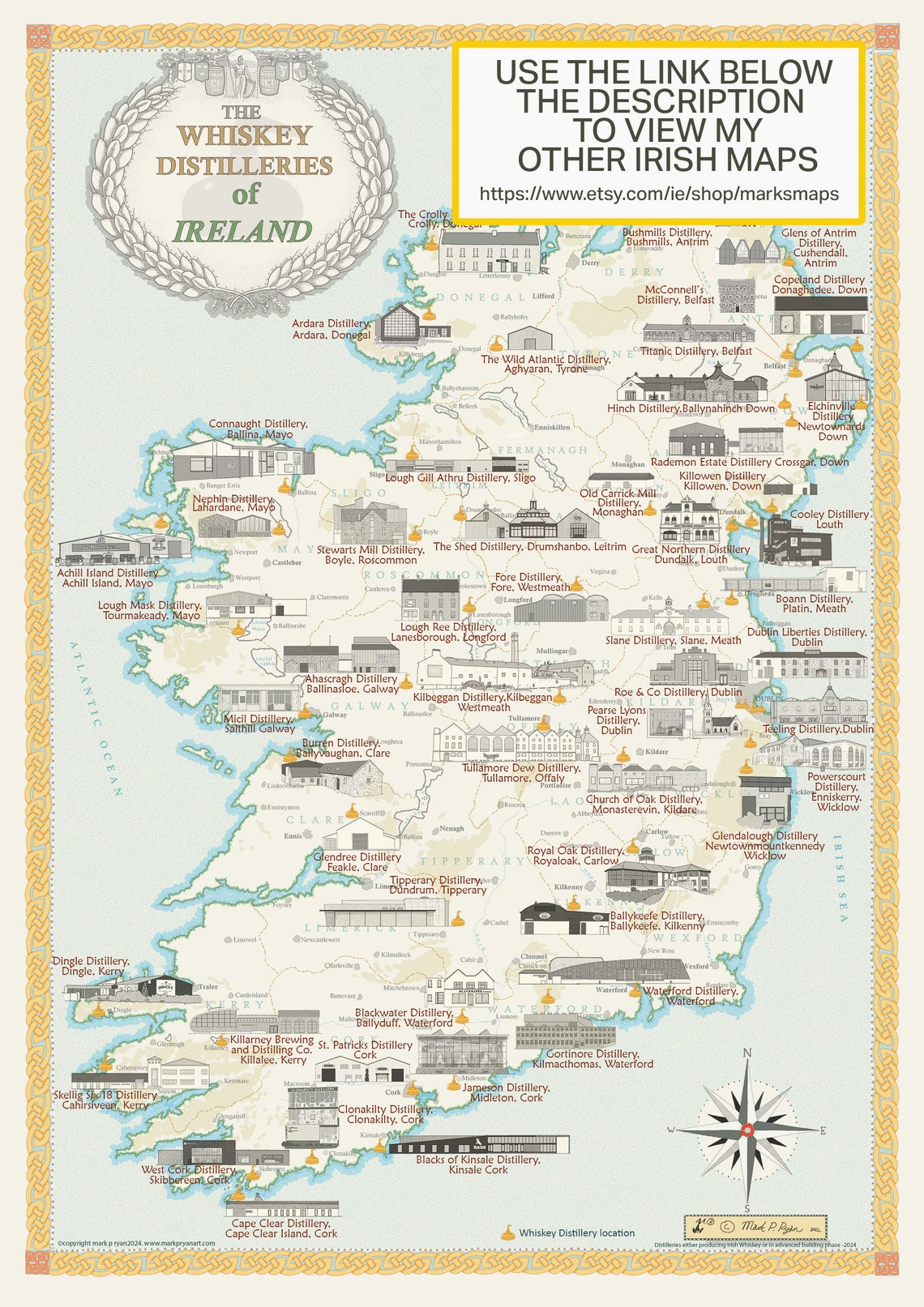 Irish Family Names Map, Genealogy Art of Ireland - Etsy