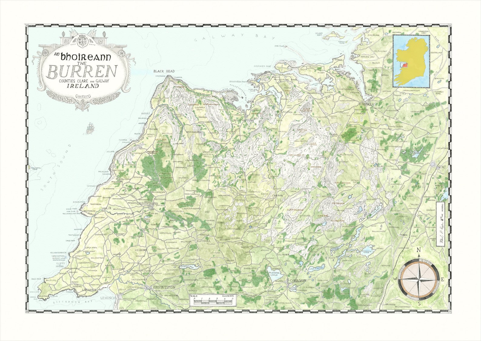 The Burren, Map of the Burren, County Clare Map. - Etsy