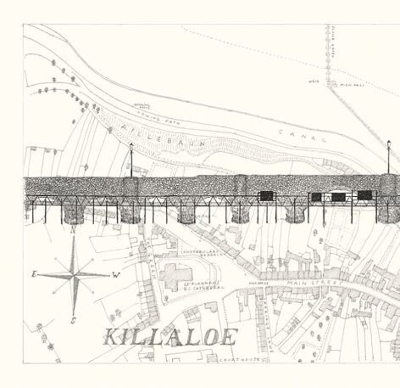 Killaloe-ballina Bridge on Village Map - Etsy