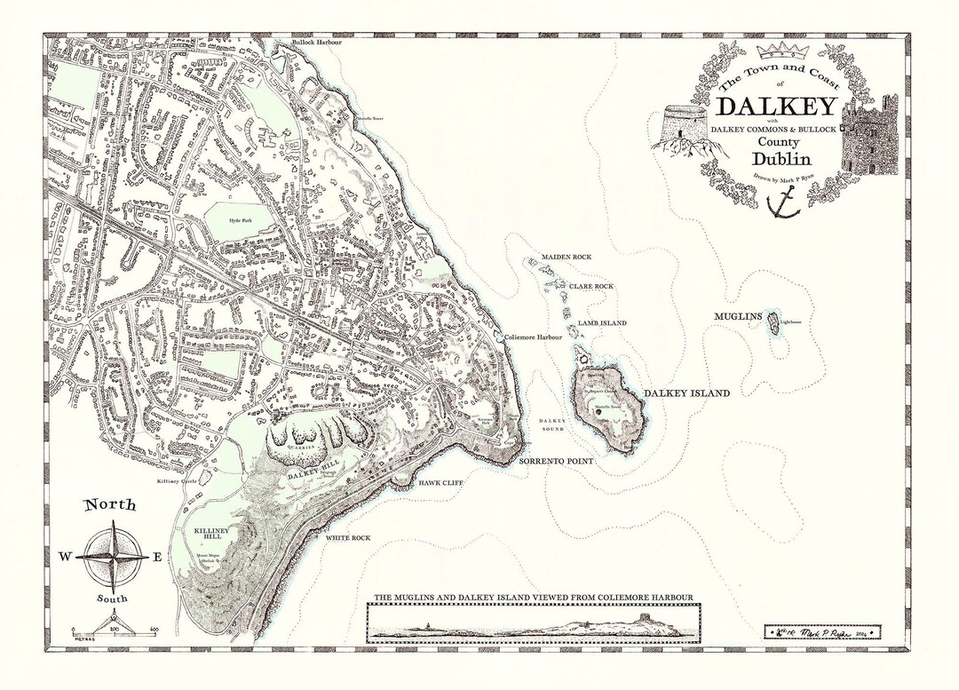 Map of Dalkey, Co Dublin Ireland - Etsy