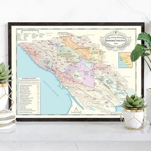 Sonoma County Wine Map, California Wine Country Art Print - Etsy