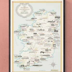 Whiskey Distilleries of Ireland Map, Illustrated Print - Etsy