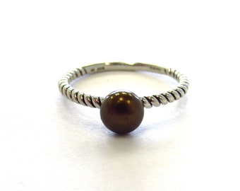 Brown pearl ring | Etsy