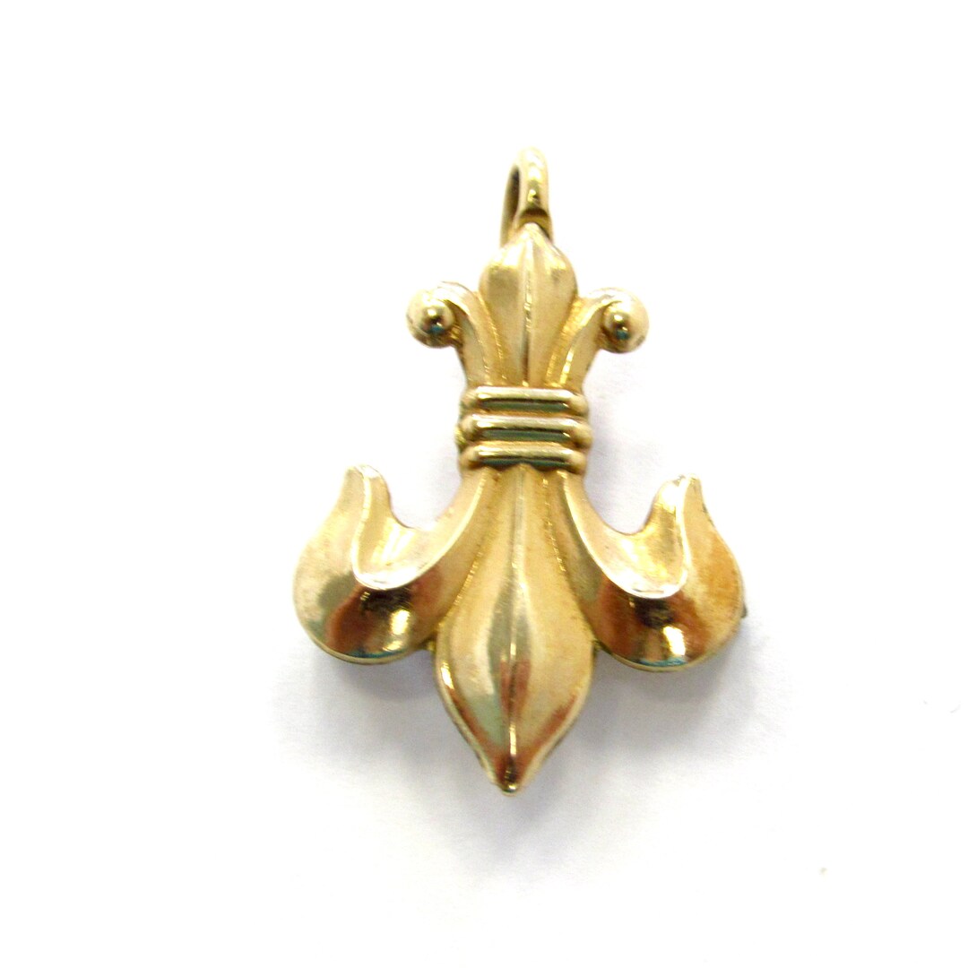 Antique Yellow Gold Filled Laurel Inspired Fleur De Lis Brooch Pendant ...