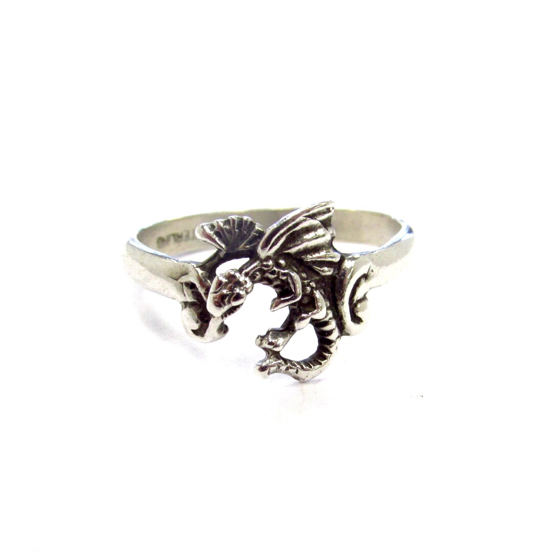 Sterling Silver Fire Breathing Dragon Medieval Fantasy Ring, Size 9 - Etsy