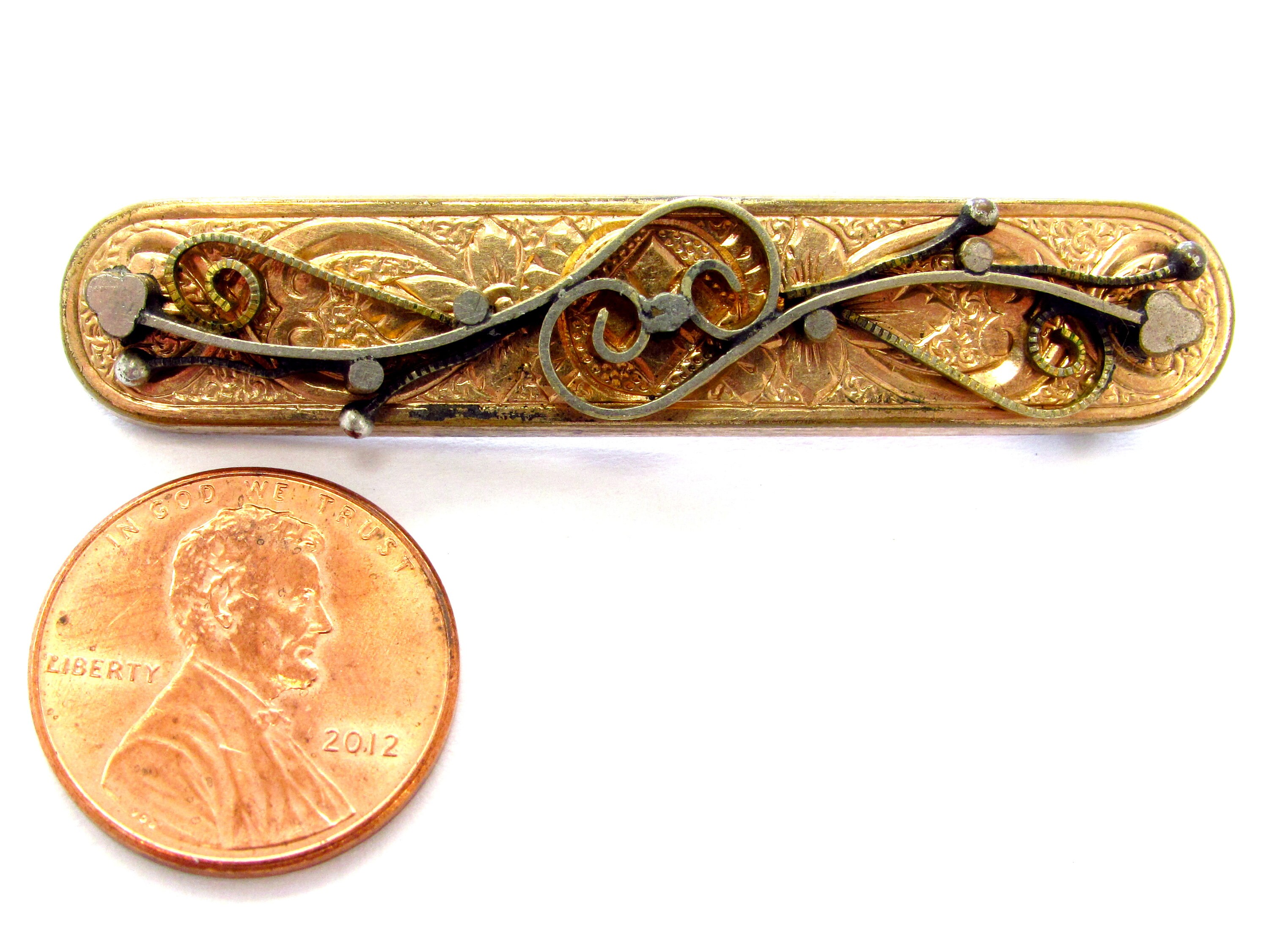 Antique Victorian Rolled Gold Plate Bar Pin With Etched Design ...