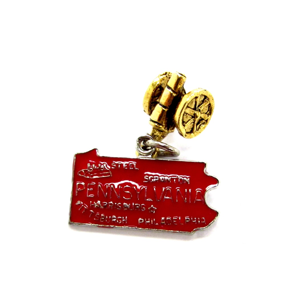 Vintage Sterling Silver Red Enamel Pennsylvania State or Travel Charm ...