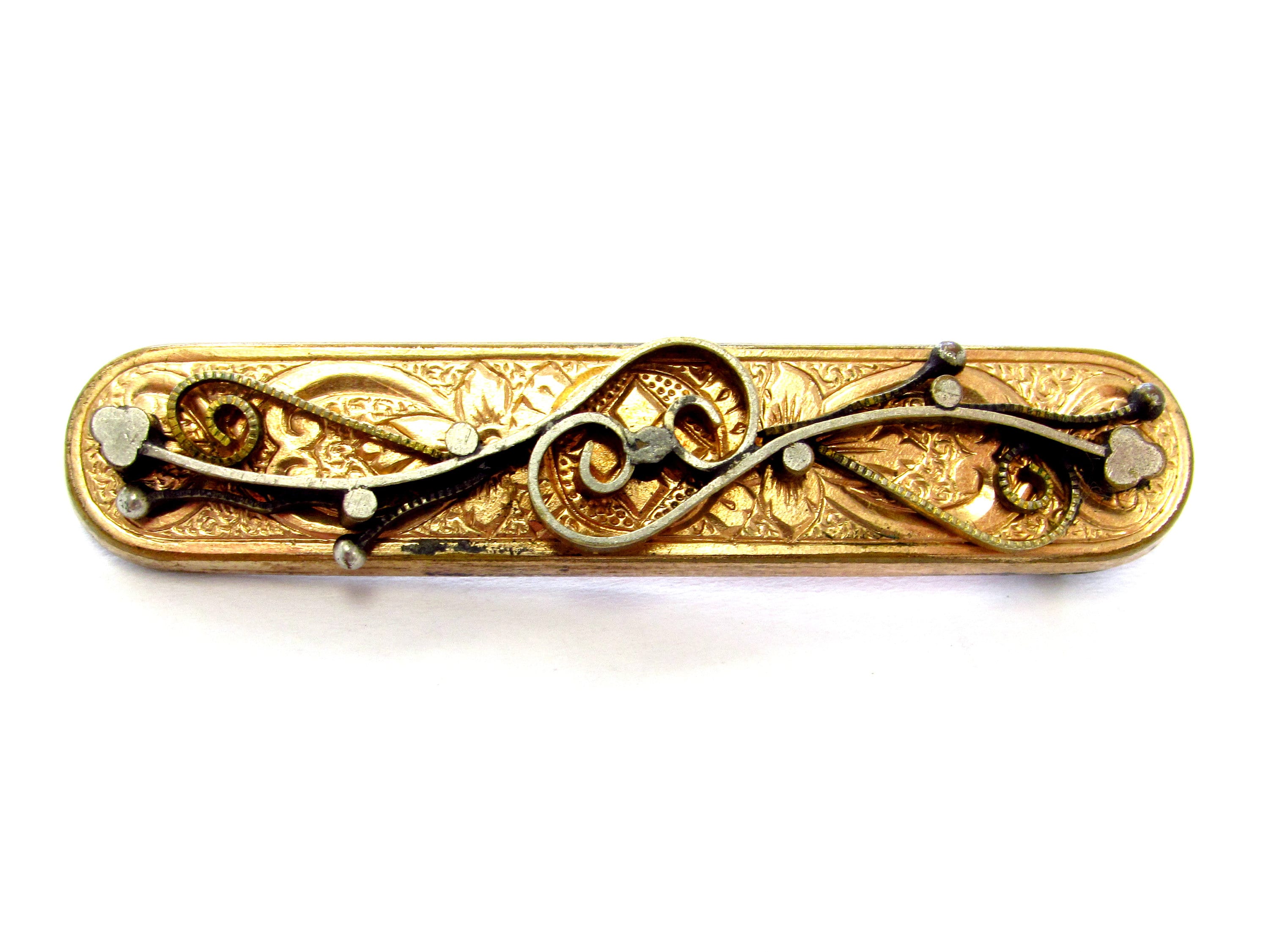 Antique Victorian Rolled Gold Plate Bar Pin With Etched Design ...