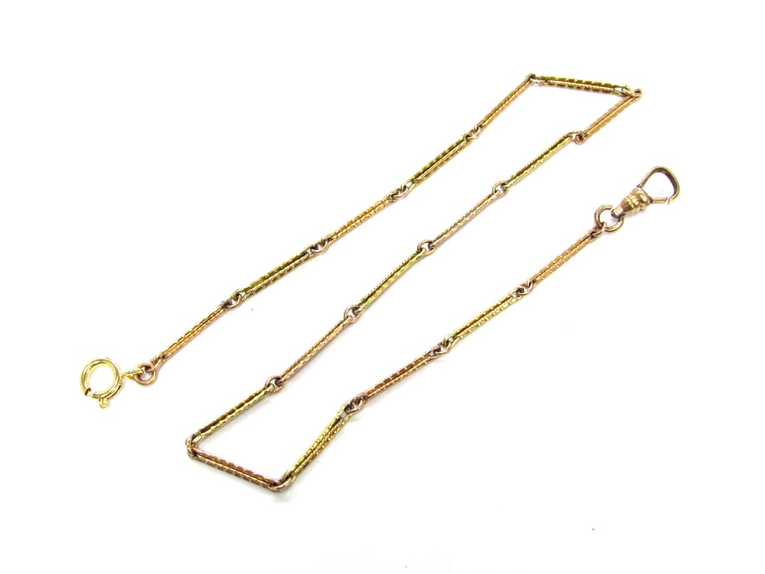 Antique Rose Gold + Yellow Gold-filled Alternating Bar Link Chain, 13 1 ...