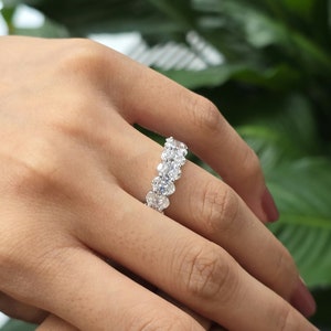 Oval Cut Diamond Wedding Halfway Eternity Band 3 Carat 14K 18k White ...