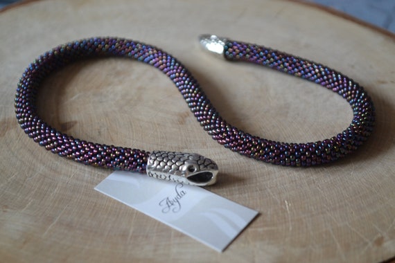 Purple Snake Head Bracelet Colorful Snake Bracelet Beaded | Etsy