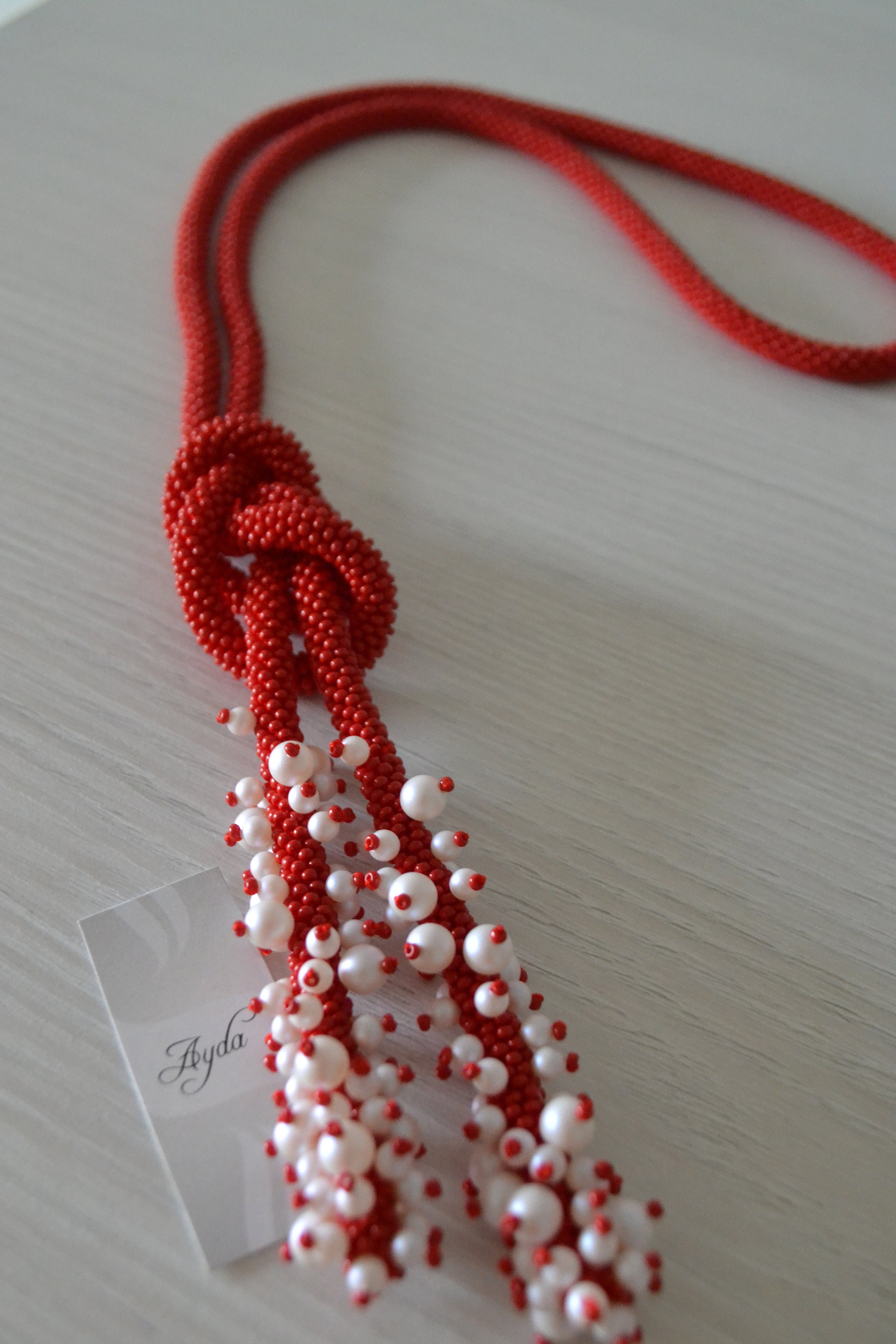 Crochet Rope Necklace Rope Knot Necklace Seed Bead Jewelry - Etsy