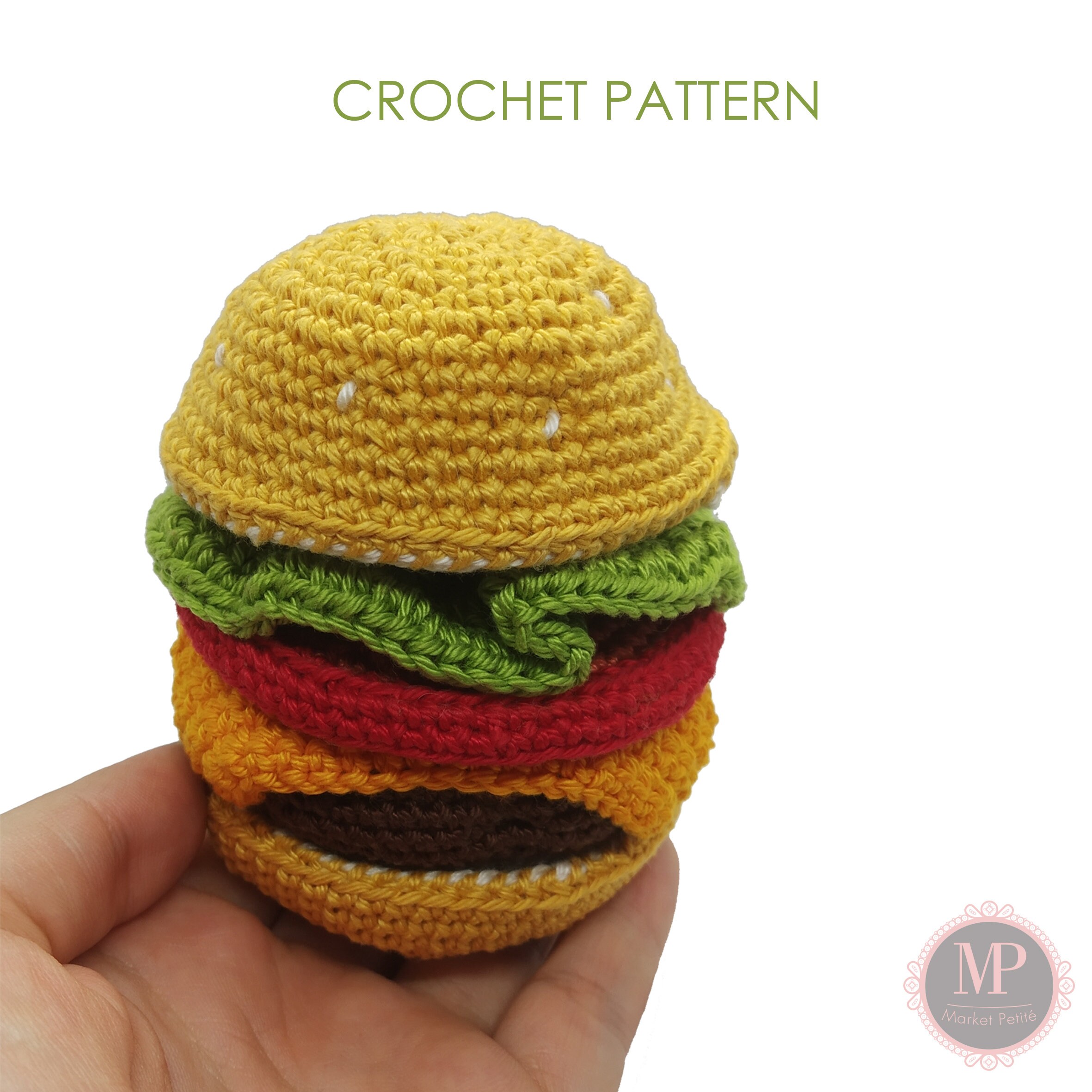 Crochet burger-Crochet Play Set Pattern Crochet Play Food | Etsy