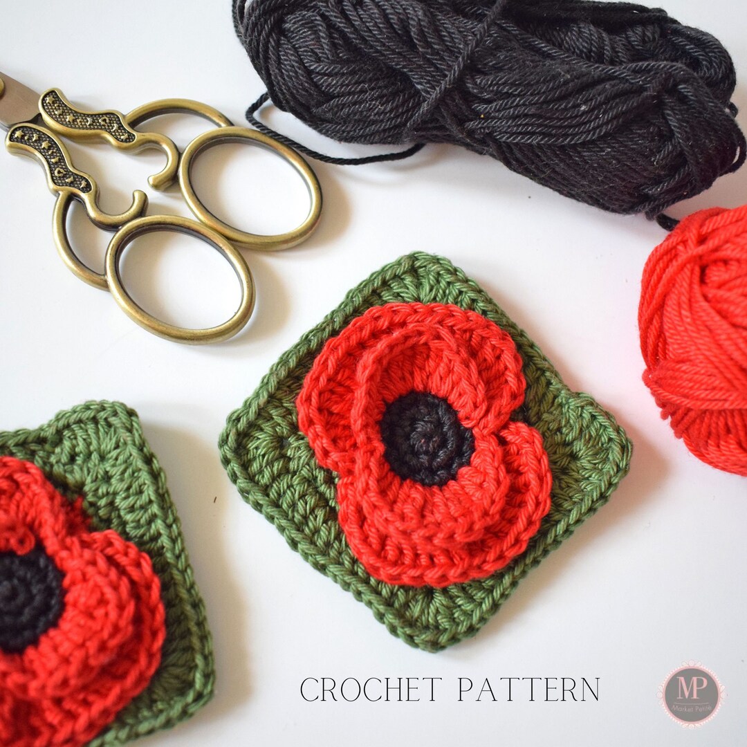 Granny Square Flower Pattern, Flower Crochet Pattern, Poppy Crochet ...