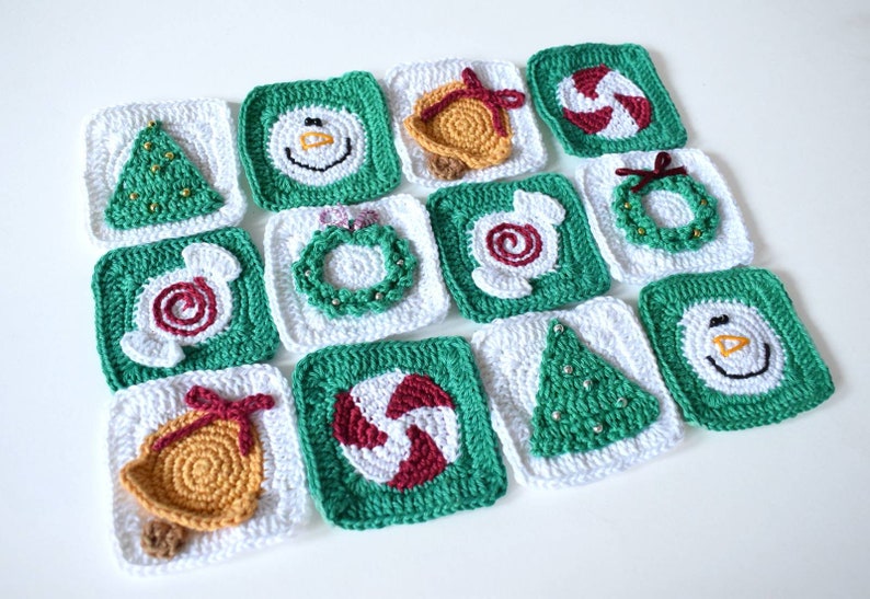 Christmas Granny Square Crochet Patterns: 6 Designs (PDF Pattern) - Etsy