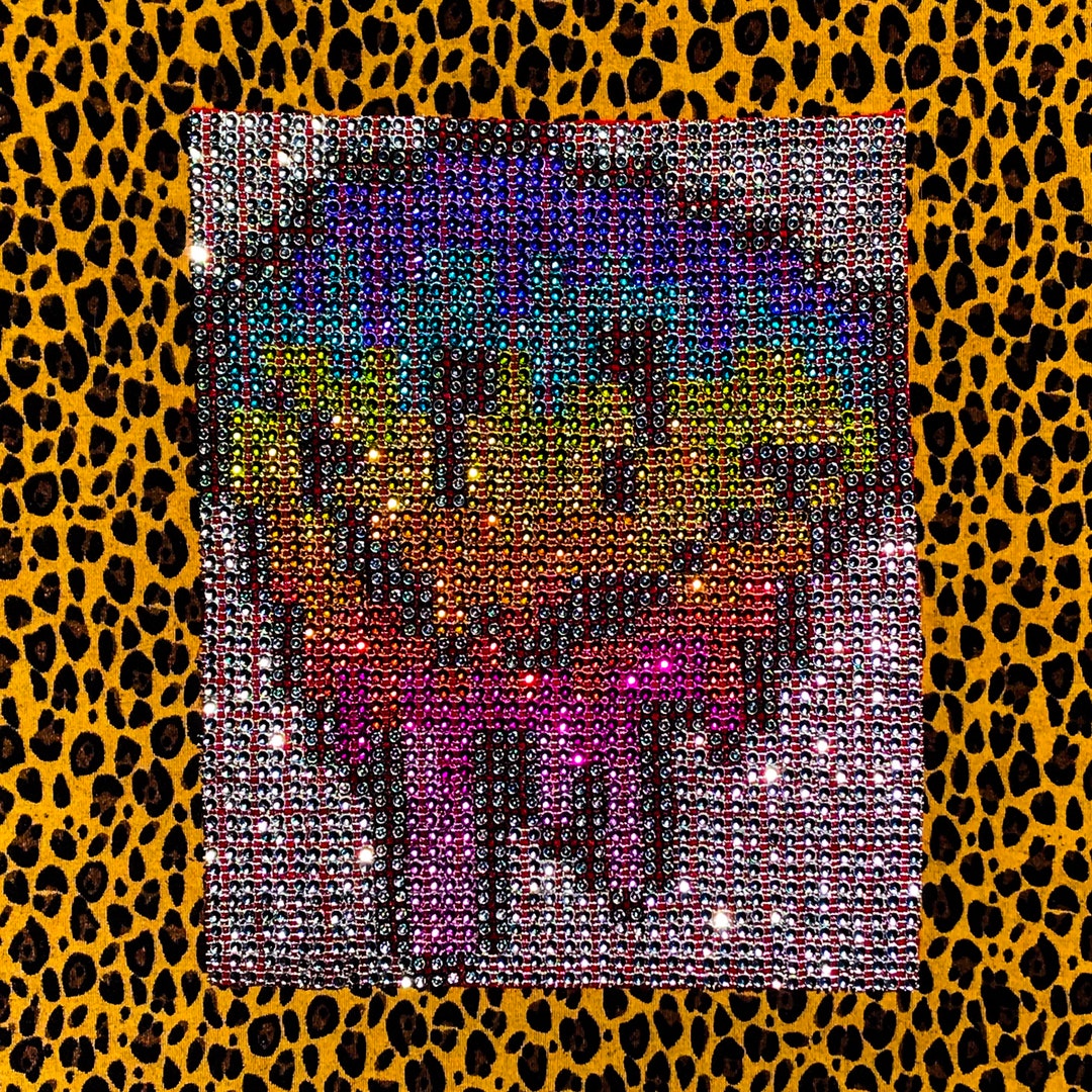 MELTY SMILEY FACE Sparkly Pixel Patch Happy Trippy Psychedelic 8-bit ...