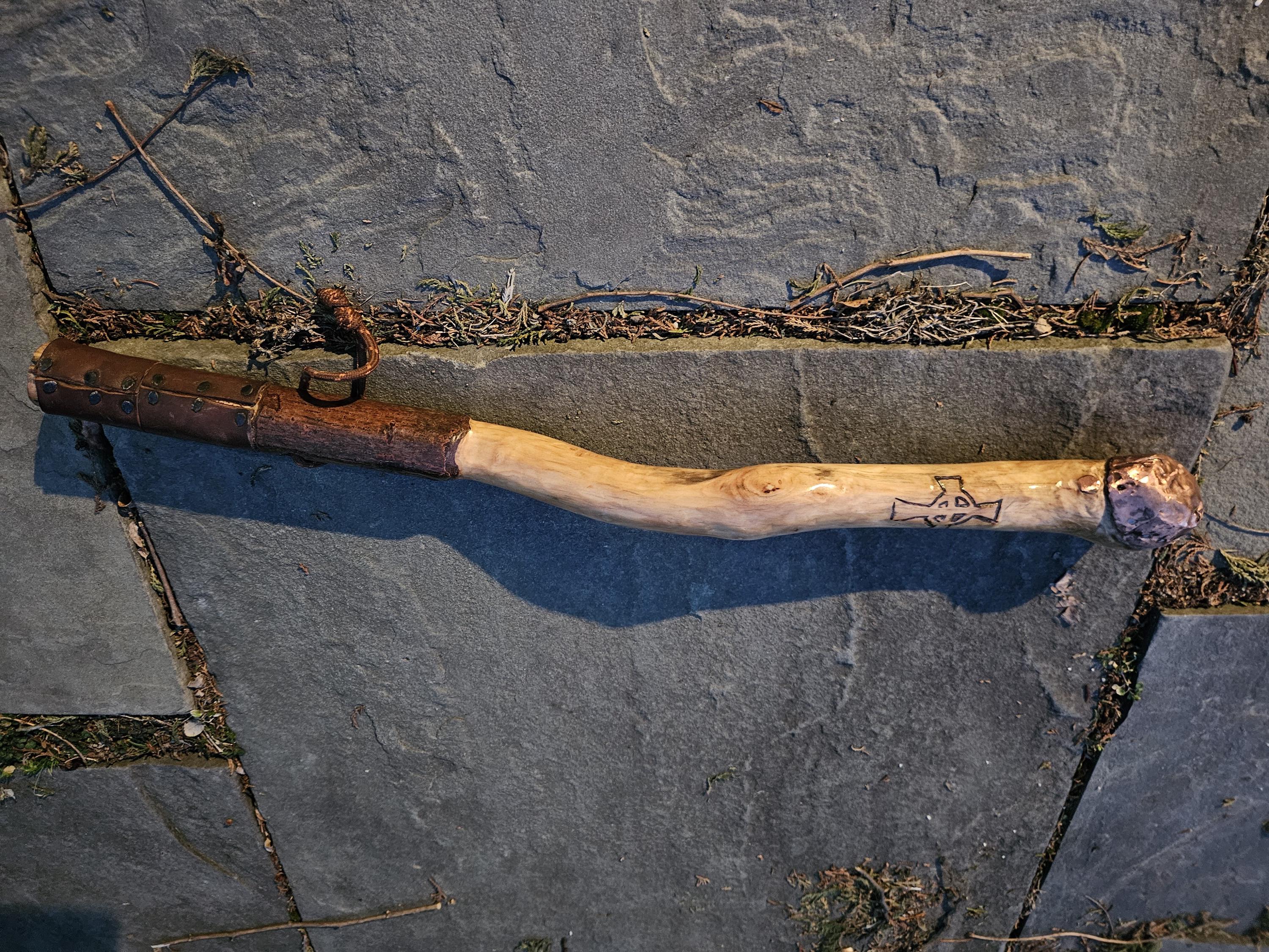 Irish Walking Stick, Engraved White Oak, Copper Capped, Traditional - Etsy