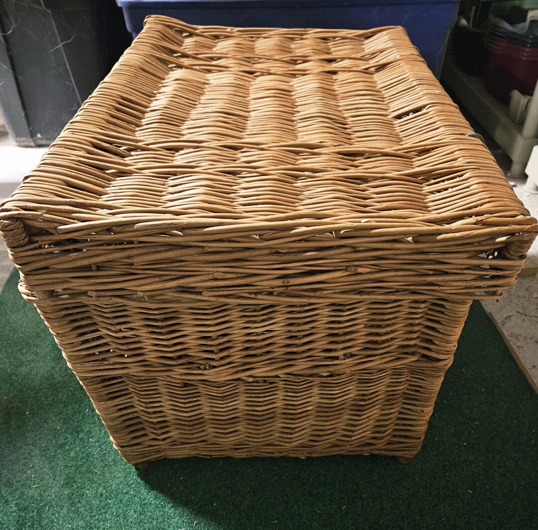 Hand Made Large Wicker Storage Trunk - Etsy