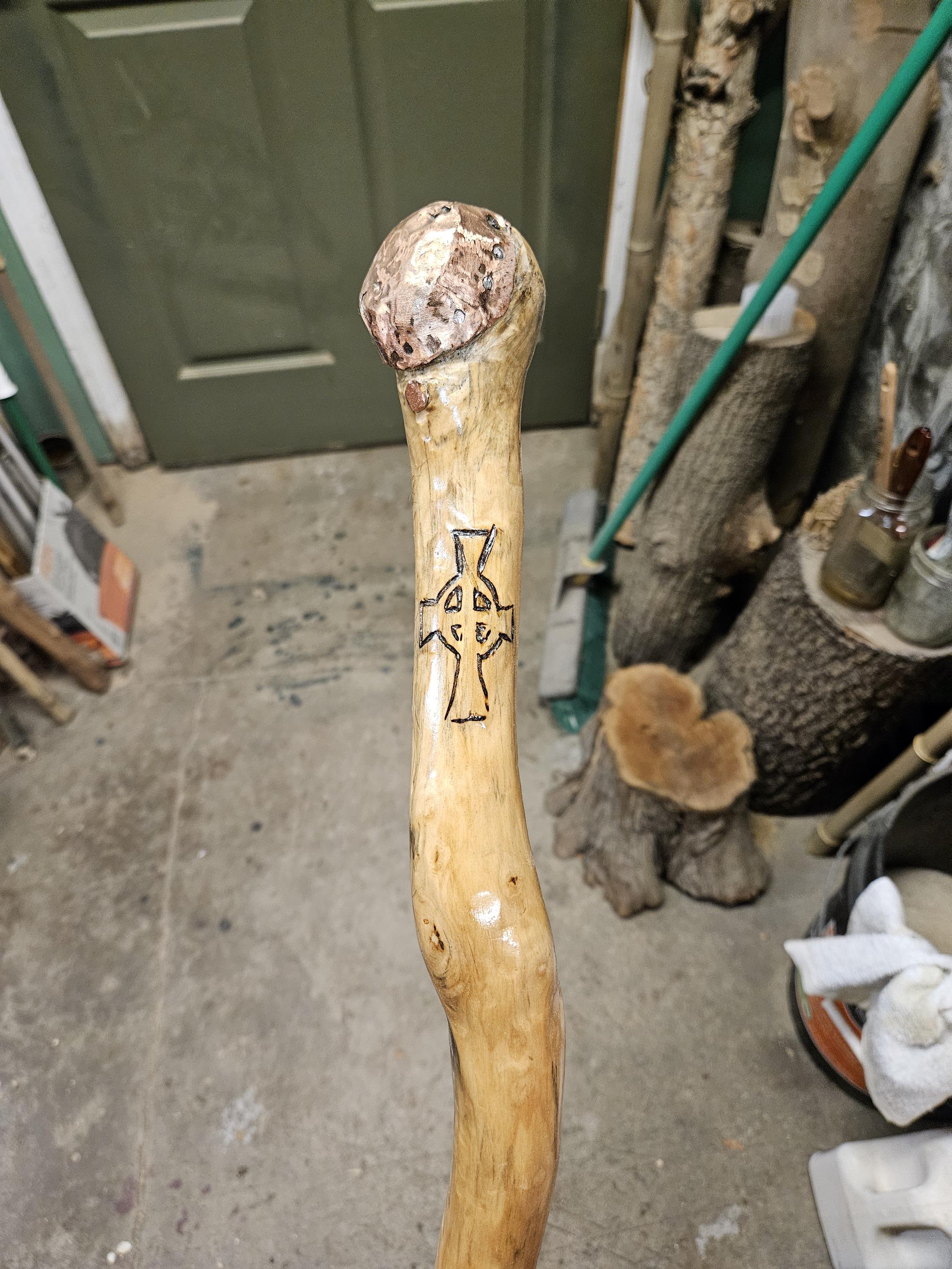 Irish Walking Stick, Engraved White Oak, Copper Capped, Traditional - Etsy