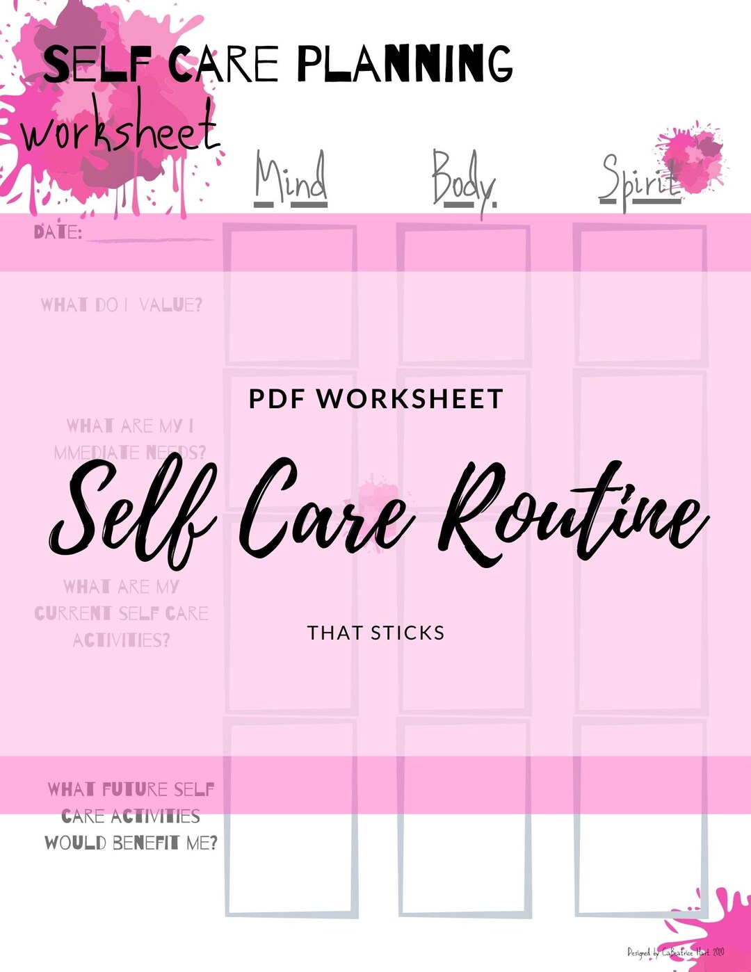 Self-care Planning Worksheet - Instant Download, Printable Self Care ...