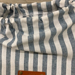 Personalized Linen Bread Bag, Blue White Wide Stripe Linen, Bread Bag ...