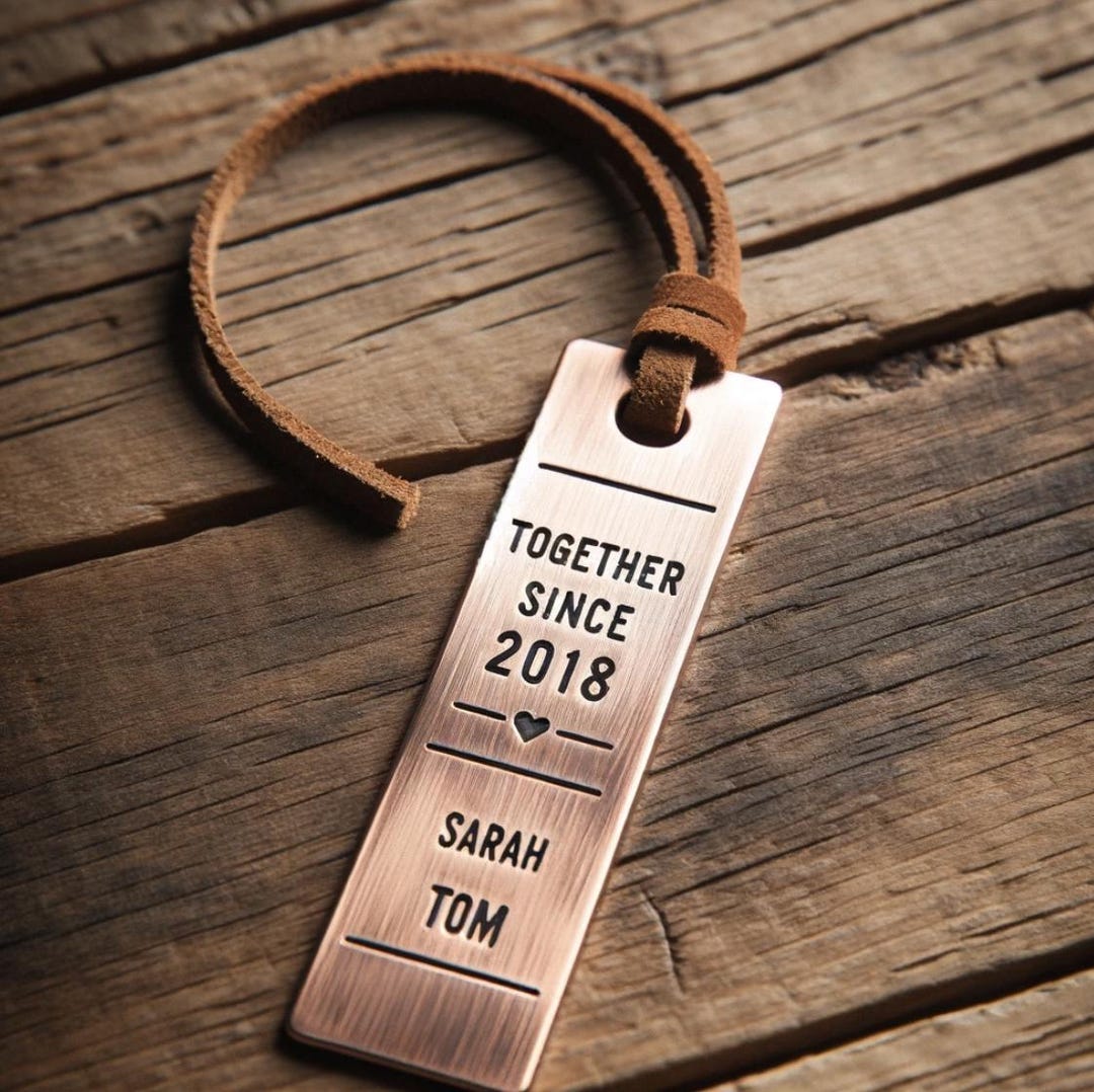 7th Anniversary or Copper Anniversary Bookmark - Together Since and ...
