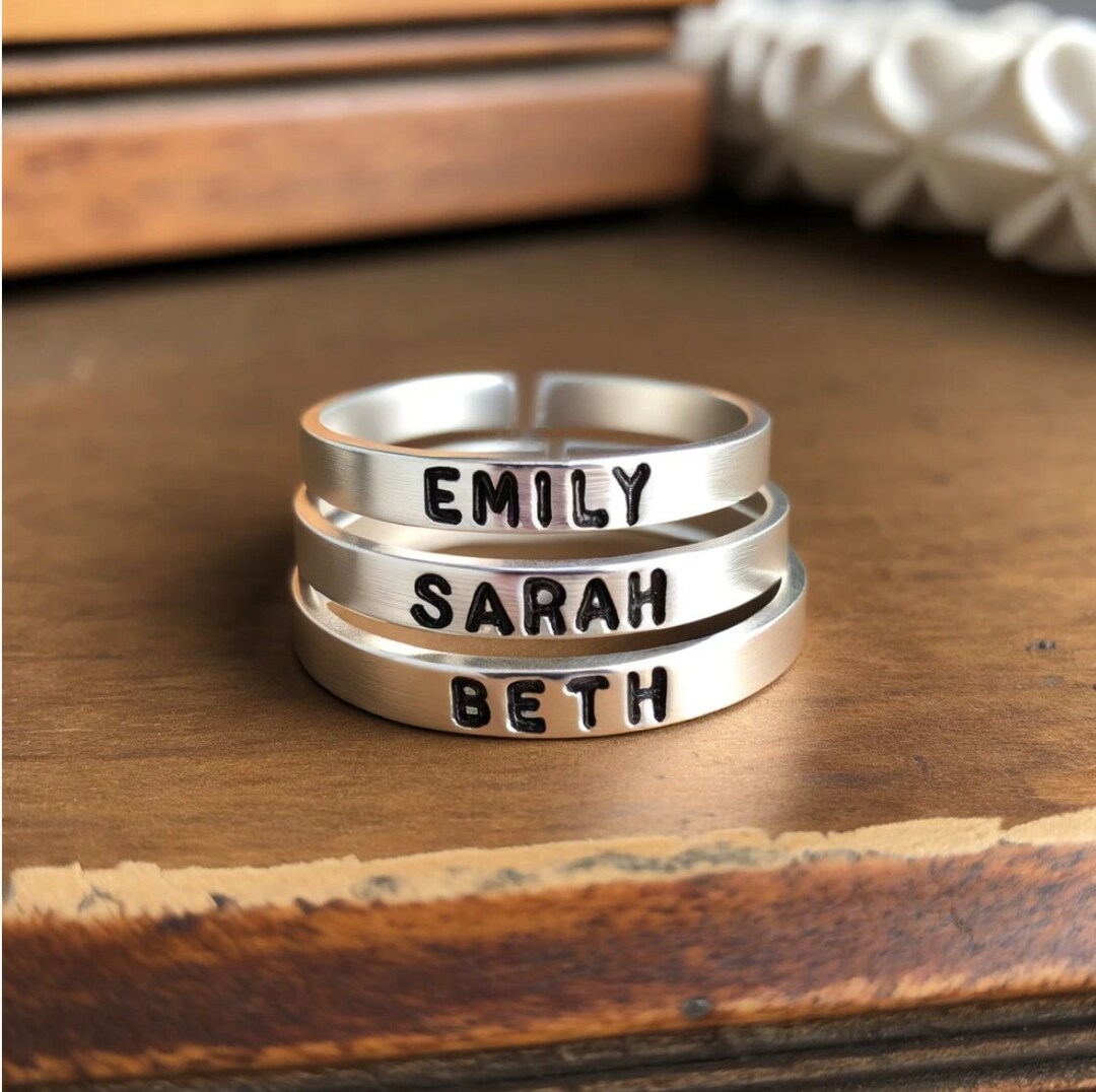 Stackable Name Rings, Dainty Name Rings, Personalized Ring With Your ...