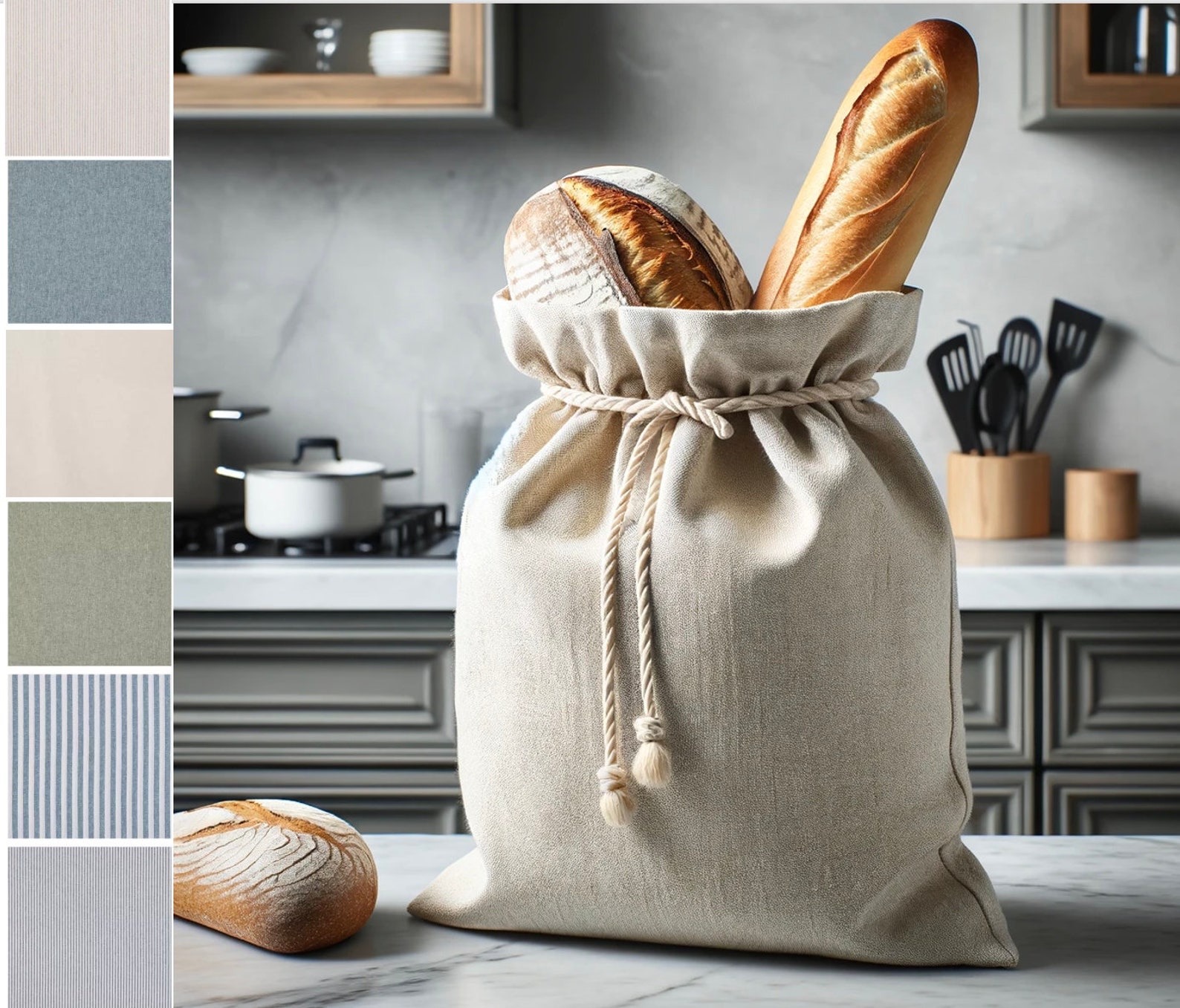 Linen Bread Bag, Select Design and Size, Linen Bread Bag for Homemade ...