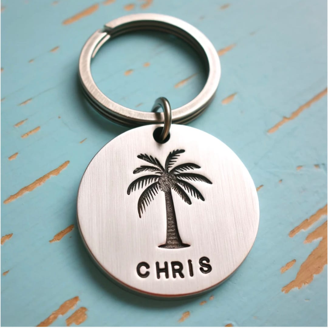 Tropical Palm Tree Keychain - Handcrafted Resin Charm, Beach Vacation ...