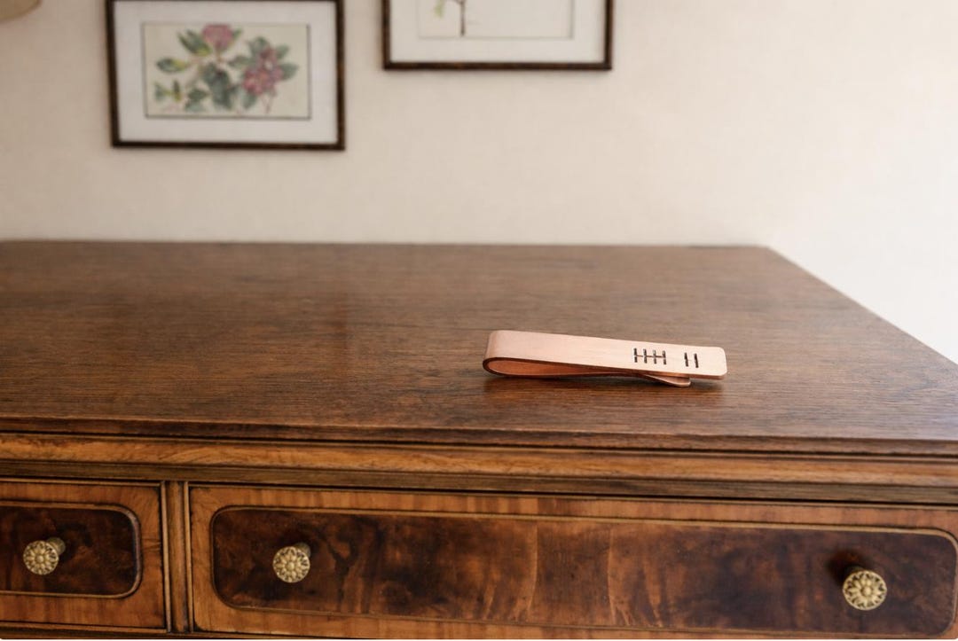 7th Anniversary Personalized Copper Tie Bar With Tally Marks ...