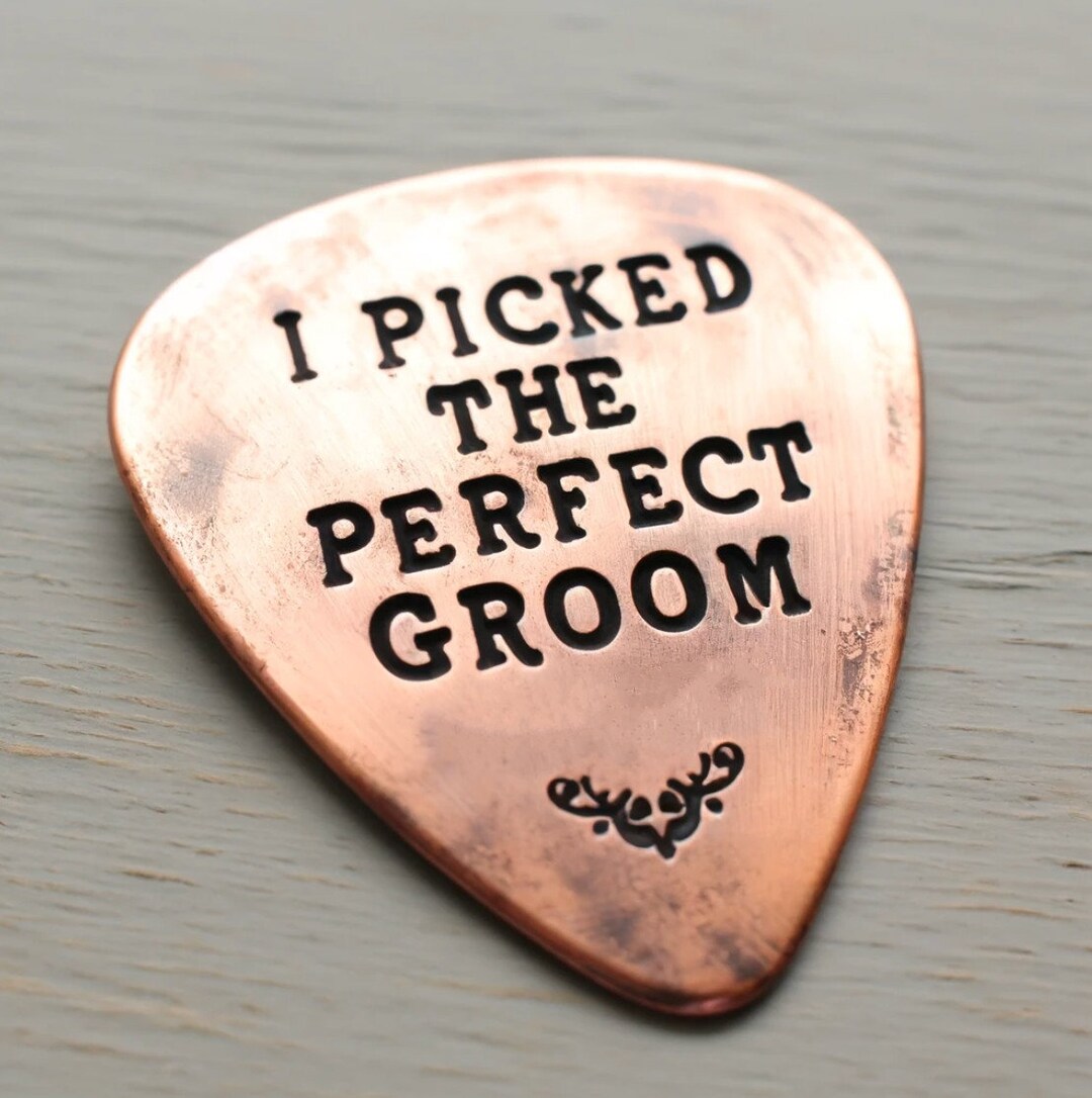 Guitar Pick, I Picked the Perfect Groom, Copper, Weathered Rustic ...