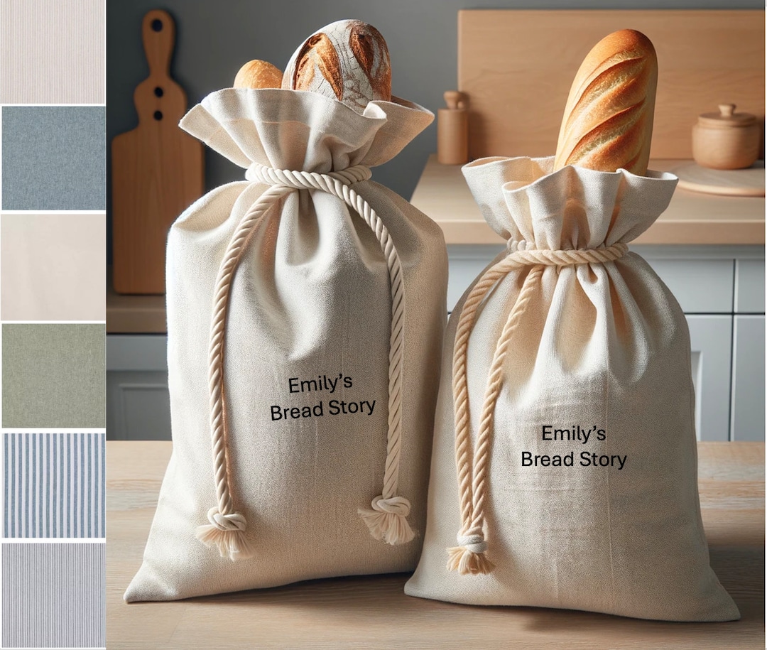 Personalized Bread Bag Set, Choose Fabric - Linen Bread Bags - 2-pack ...