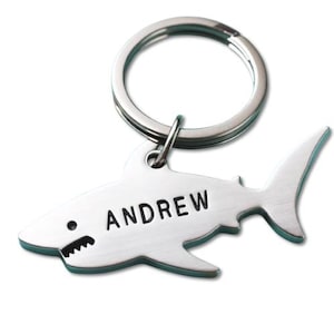 Personalized Shark Shape Keychain - Custom Engraved Name - Unique Ocean ...