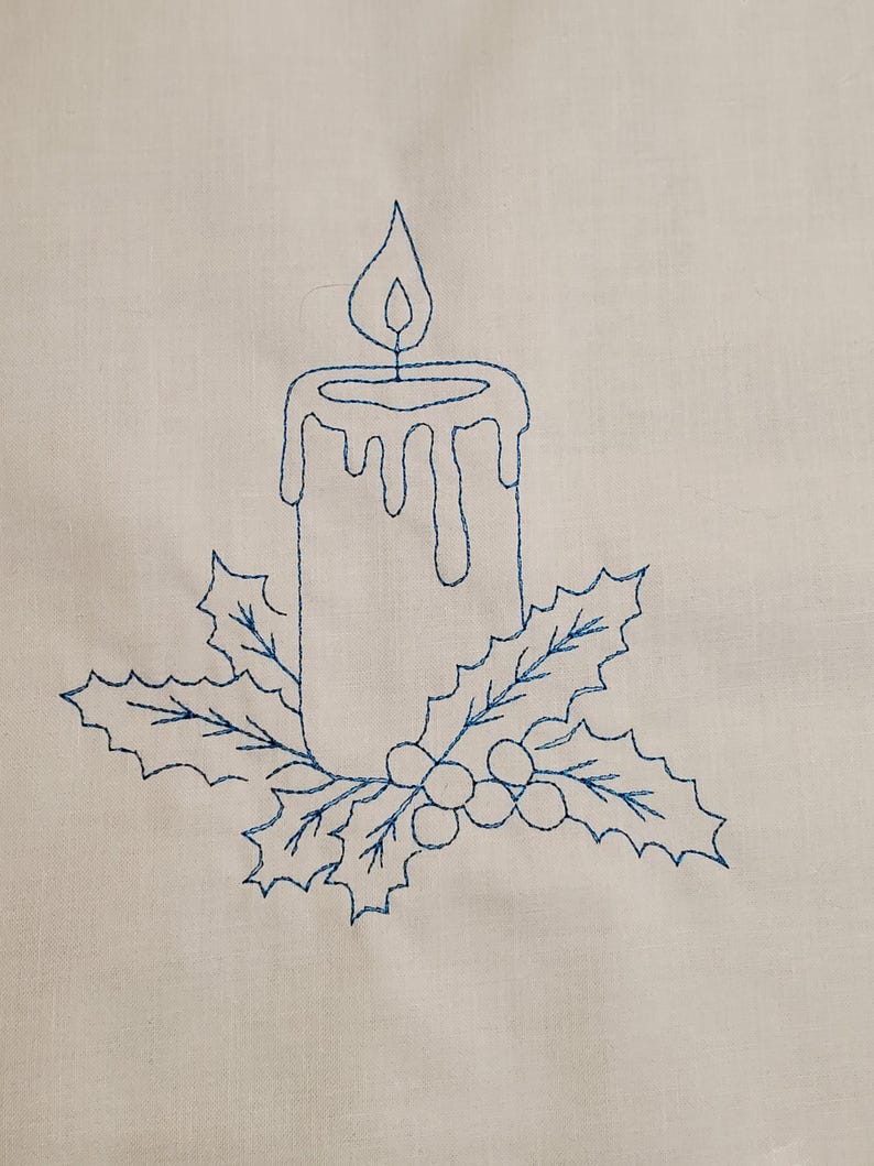5x7 Christmas Redwork Machine Embroidery Candle - Etsy