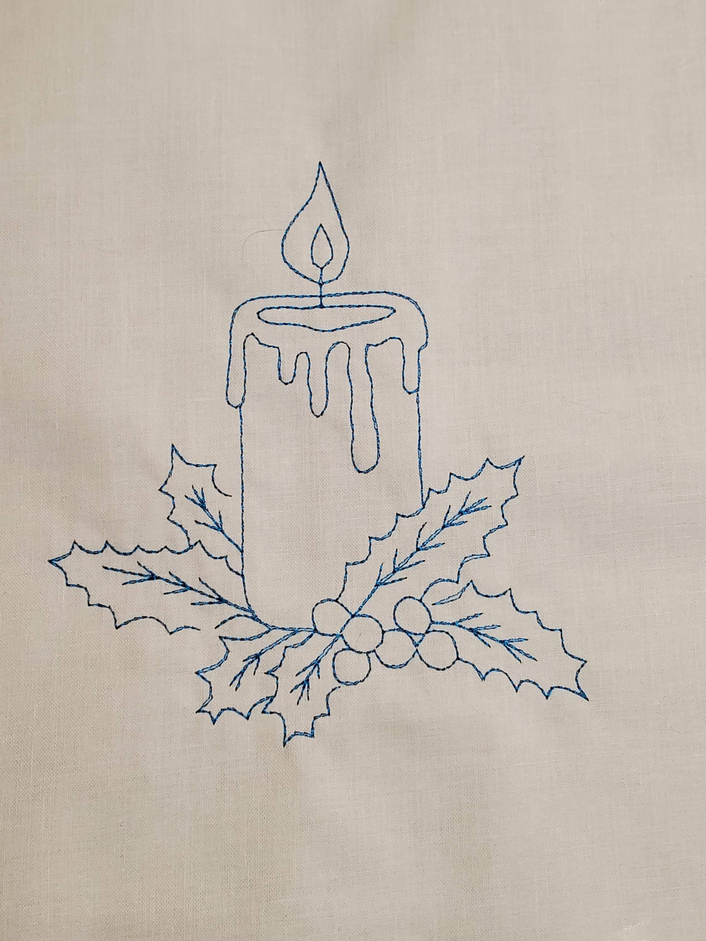 5x7 Christmas Redwork Machine Embroidery Candle - Etsy